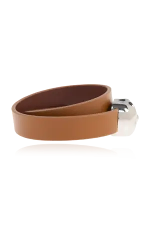 Alexander McQueen Leather Bracelet With Skull Embellishment - Brown