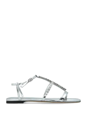 JIMMY CHOO Gwyn Strappy Embellished Sandals - Silver