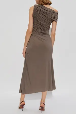 Alaïa Draped Midi Dress - Brown