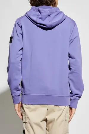 Stone Island Hooded Cotton Sweatshirt - Purple