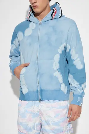 A BATHING APE® Tie-dye Cotton Hoodie With Shark Motif