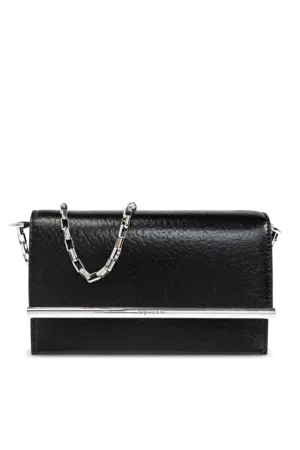 Alexander McQueen Leather T-bar Mini Clutch - Black