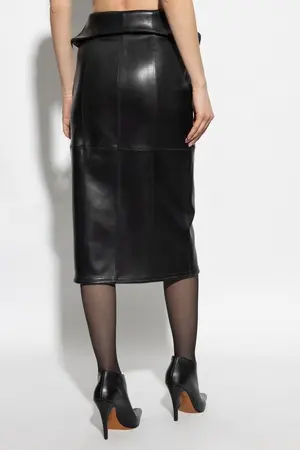 Alexander McQueen Leather Pencil Midi Skirt