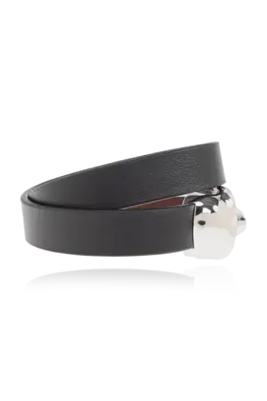 Alexander McQueen Leather Bracelet With Skull Clasp - Black
