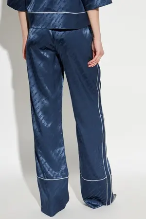 Off-White Satin Trousers With Monogram