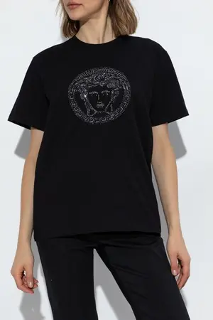 Versace T-shirt With Embellished Logo