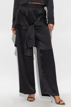 Alexander Wang Silk Palazzo Trousers With Overlay