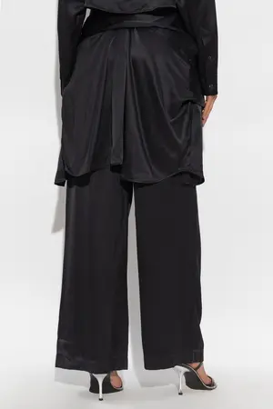 Alexander Wang Silk Palazzo Trousers With Overlay