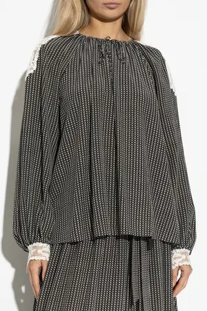 Chloé Silk Blouse With Geometric Print And Lace Detail