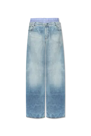 Acne Studios Wide-leg Denim Trousers With Decorative Waistband