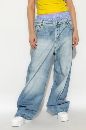 Acne Studios Wide-leg Denim Trousers With Decorative Waistband