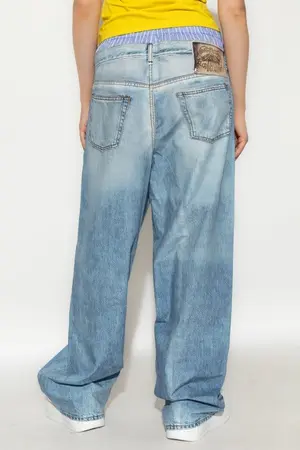 Acne Studios Wide-leg Denim Trousers With Decorative Waistband