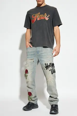 Amiri Jeans With Shimmering Appliqués