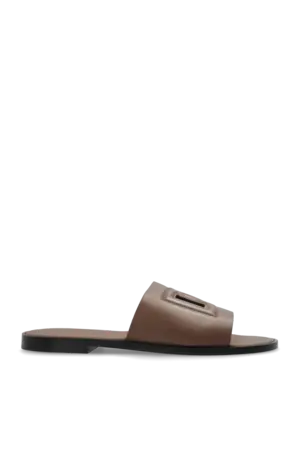 Dolce & Gabbana Leather Slides With Logo