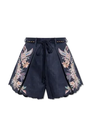 Zimmermann Linen Shorts With Floral Embroidery