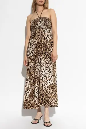 GESTUZ Strapless Leopard Print Maxi Dress