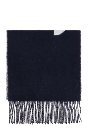 Jacquemus Wool Scarf With Logo - Navy Blue