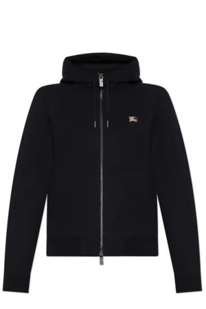 Burberry Embroidered Equestrian Logo Cotton Knit Hoodie