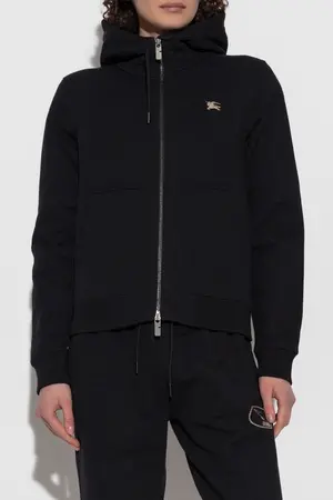 Burberry Embroidered Equestrian Logo Cotton Knit Hoodie