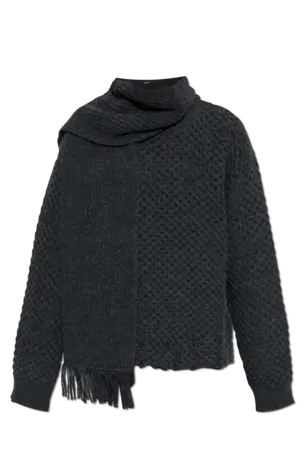 MAISON MARGIELA Wool-trimmed Sweater With Integrated Scarf
