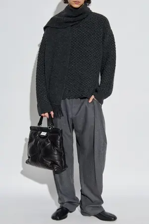 MAISON MARGIELA Wool-trimmed Sweater With Integrated Scarf