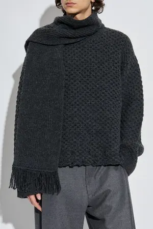 MAISON MARGIELA Wool-trimmed Sweater With Integrated Scarf
