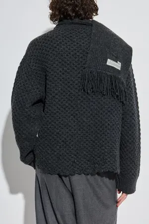 MAISON MARGIELA Wool-trimmed Sweater With Integrated Scarf