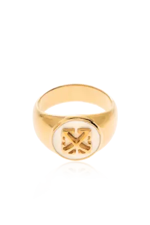 Off-White Brass Signet Ring - Gold