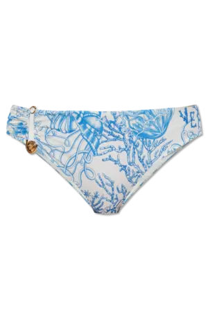 Versace Marine Print Bikini Bottom - Blue