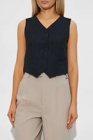 ALLSAINTS Aleida Pinstripe Vest - Black