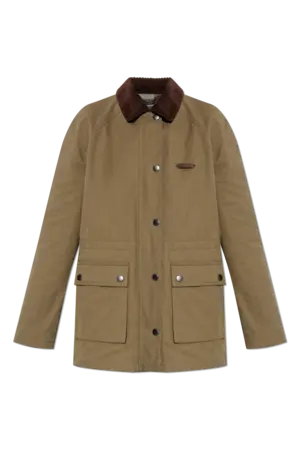 Moschino Collared Cotton Coat With Corduroy Detail
