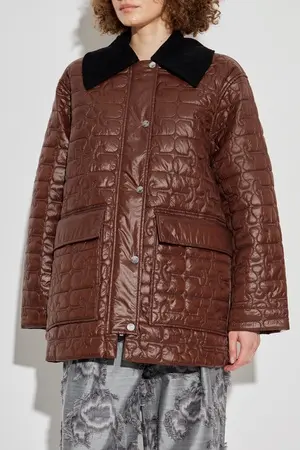 GANNI Quilted Jacket With Corduroy Collar