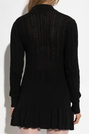 Alessandra Rich Cardigan With Decorative Knit And Pearl Buttons