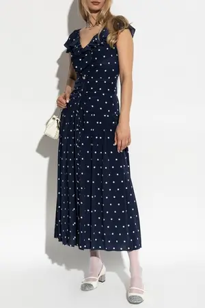 Alessandra Rich Polka Dot Silk Dress