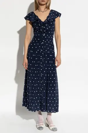 Alessandra Rich Polka Dot Silk Dress