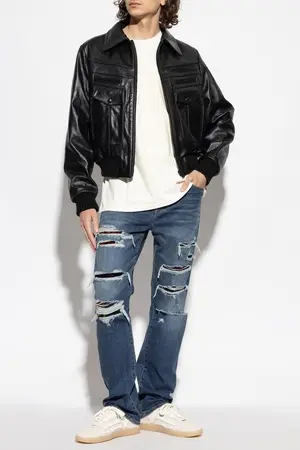 Amiri Distressed Jeans With Embroidered Rose