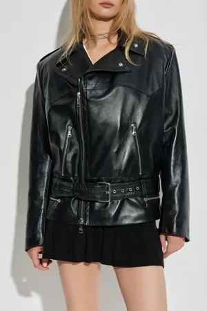 Alessandra Rich Leather Biker Jacket