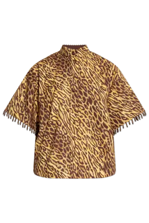 Zimmermann Beaded Leopard Print Shirt
