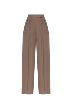 Max Mara Teruel Crinkled Wool Trousers - Brown