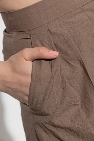 Max Mara Teruel Crinkled Wool Trousers - Brown