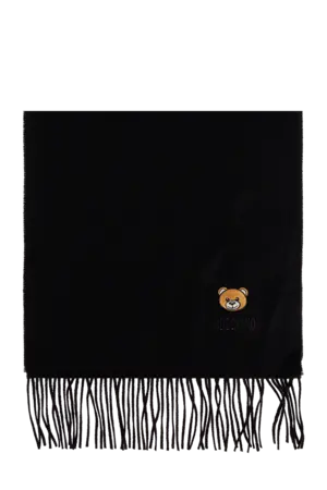 Moschino Wool Scarf With Logo - Black