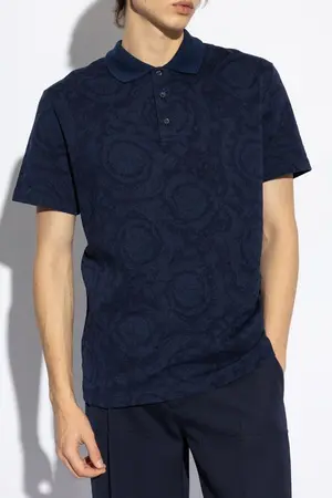 Versace Polo With Vbarocco Pattern