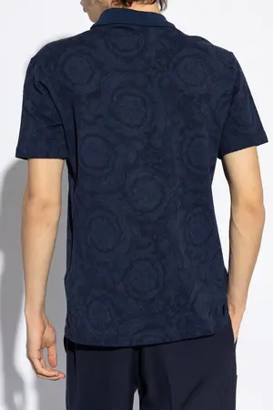 Versace Polo With Vbarocco Pattern