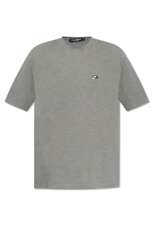 Dolce & Gabbana T-shirt With Logo Appliqu - Grey