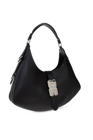 GANNI Leather Shoulder Bag - Black