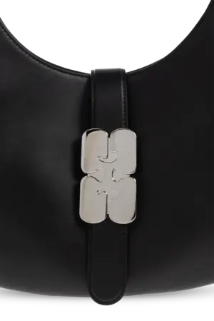 GANNI Leather Shoulder Bag - Black