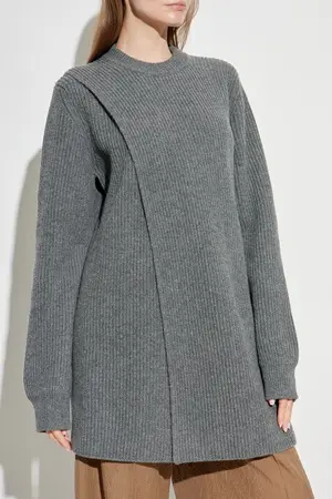 JIL SANDER Wool Sweater With Asymmetric Pleat