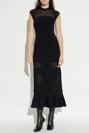 LANVIN Sleeveless Knit Dress With Openwork Geometric Inserts