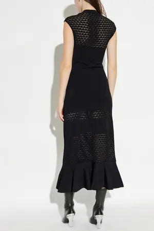 LANVIN Sleeveless Knit Dress With Openwork Geometric Inserts
