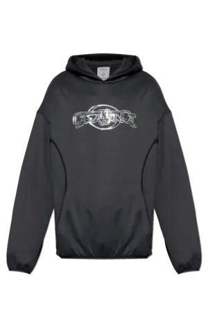 Casablanca Metallic Logo Oversized Hoodie - Black